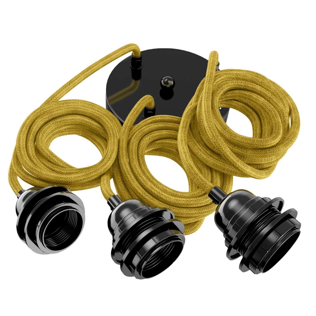 Suspension tissé lin – 3 ampoules – Luminaire HANG HOOPZI – Hoopzi